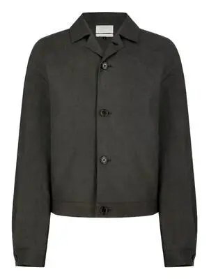 AMOMENTO Cropped Linen Jacket - Grey