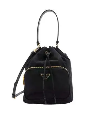 Prada Drawstring Tessuto Small Bucket Bag - Black