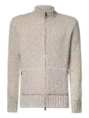 Eleventy Zip-up Chunky Knit Sweater - Neutrals