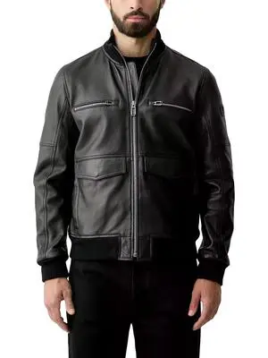 JOOP! Calf Leather Bomber Jacket - Black
