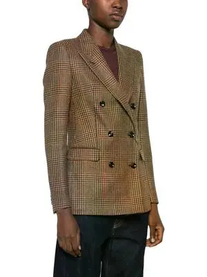 Tagliatore Double-breasted Checked Jacket - Brown