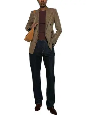 Tagliatore Double-breasted Checked Jacket - Brown