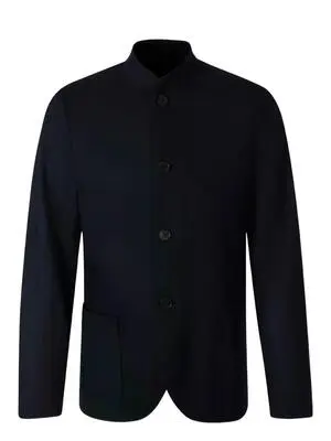 Harris Wharf London Mandarin Collar Button-up Jacket - Blue