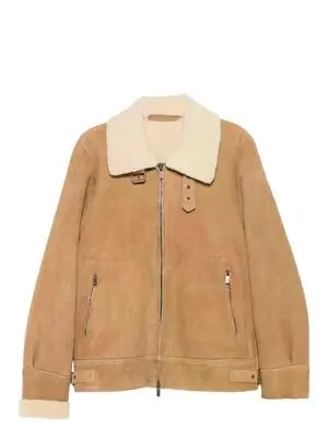 SALVATORE SANTORO Suede Zip-up Jacket With Buckled Waist Tabs - Brown