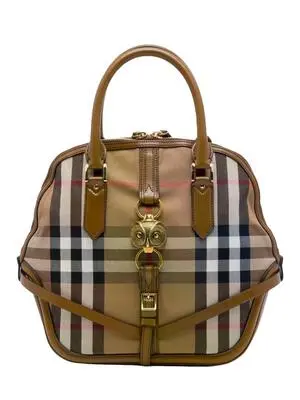 Burberry 2000-2017 Medium House Check Canvas Bridle Owl Orchard Handbag - Brown