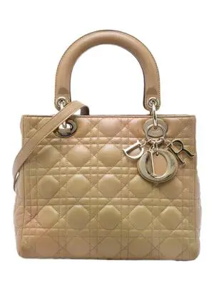 Dior 2012 Medium Lambskin Cannage Lady Dior Satchel Neutrals