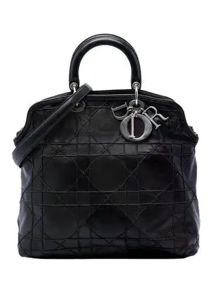 Dior 2009 Large Lambskin Cannage Polochon Granville Satchel - Black
