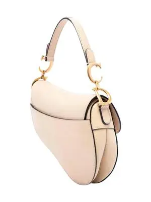 Dior Christian Dior 2019 Mini Grained Calfskin Saddle Bag Satchel Neutrals