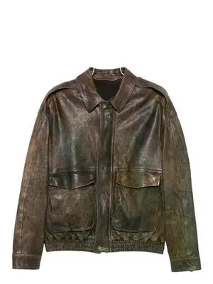 SALVATORE SANTORO Distressed Leather Jacket - Brown