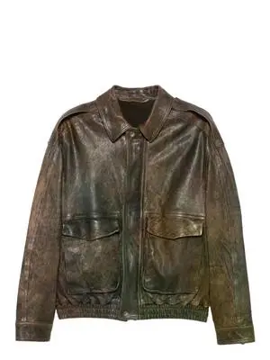 SALVATORE SANTORO Distressed Leather Jacket - Brown