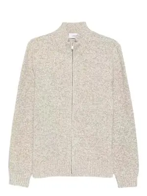 LARDINI Zip-up Marl Knit Sweater - Neutrals