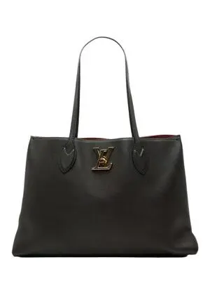 LOUIS VUITTON Leather Lockme Shopper Tote Bag - Black