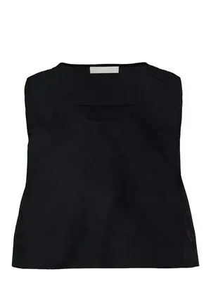 CLUB21 Club21 Black Canvas Cropped Scoop Neck Top
