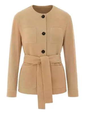 Max Mara Belted Suede Jacket - Beige Neutrals