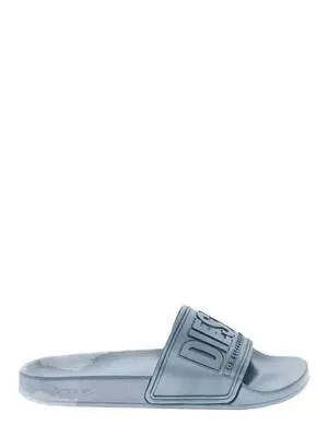 DIESEL® Pearlescent Rubber Slides With Embossed Logo - Blue