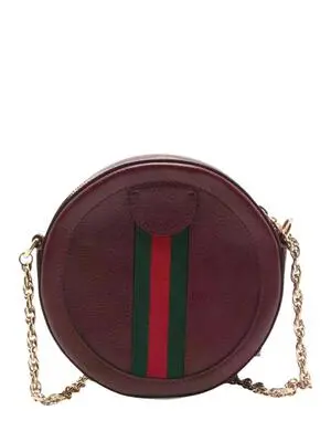 Gucci 2016-2026 Mini Calfskin Web Ophidia Round Crossbody Bag Red