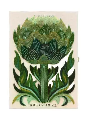OLYMPIA LE-TAN Artichoke Embroidered Clutch Bag Neutrals