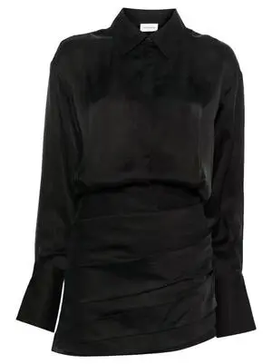 Andamane Andrea Ruched-detail Long-sleeve Mini Dress - Black