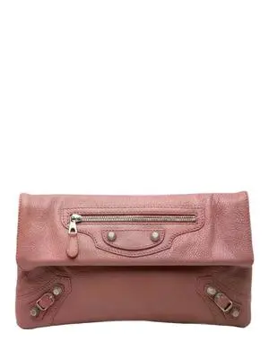 Balenciaga 2005-2026 Grained Calfskin Motocross Giant 21 Envelope Clutch Bag - Pink