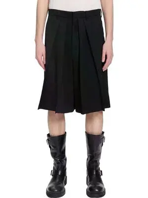 ANN DEMEULEMEESTER Pleated Wide-leg Bermuda Shorts - Black