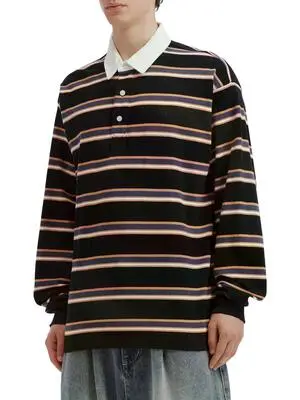 Izzue Striped Long-sleeve Polo Shirt - Black