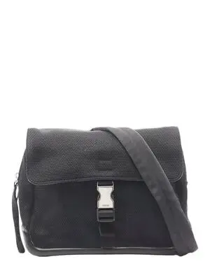 Prada Mesh Buckle Messenger Bag - Black