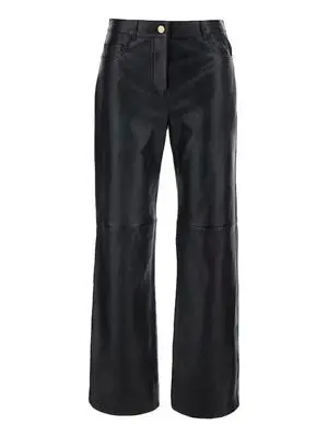 Max Mara Lambskin Wide-leg Trousers - Black
