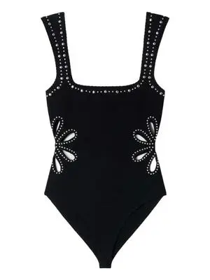 Sandro Floral-appliqué Bodysuit - Black
