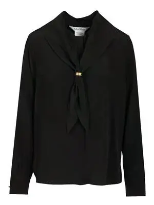 Max Mara Max Mara Silk Scarf Detail Shirt Black