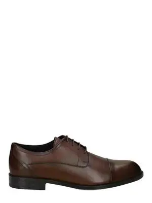 BOSS Leather Derby Shoes With Cap Toe - Brown