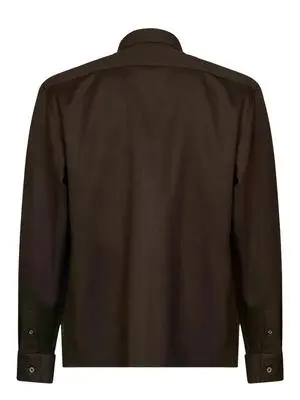 D4.0 Concealed-placket Virgin-wool Shirt - Brown