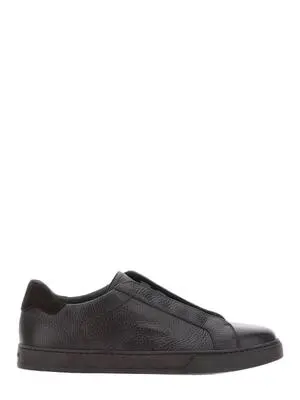 DOUCAL'S Grainy Leather Sneakers - Brown