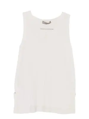 D.exterior Sleeveless V-neck Top With Side Slits - Neutrals