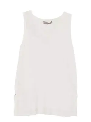 D.exterior Sleeveless V-neck Top With Side Slits - Neutrals