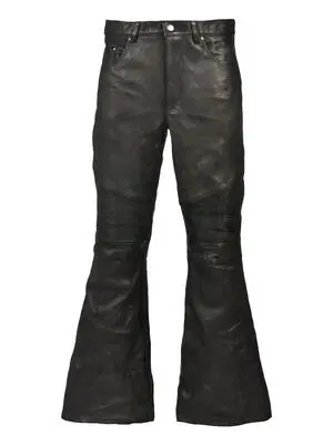 FILTH Panelled Leather Flared Trousers - Black