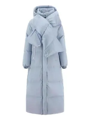 Herno Padded Hooded Scarf Coat - Blue