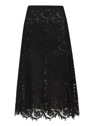 Fendi Macramé Lace Midi Skirt - Black