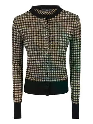 Ermanno Scervino Crystal-embellished Gingham Cardigan - Black