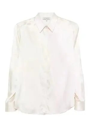 Antonelli Firenze Chisone" Long-sleeve Satin Shirt - Neutrals