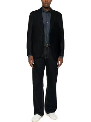 Caruso Single-breasted Notched-lapels Blazer - Blue