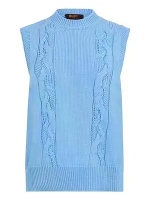 MOORER Cable-knit Vest - Blue