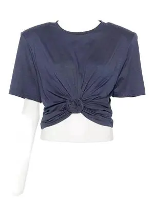 Magda Butrym Padded-shoulder Knotted T-shirt Blue