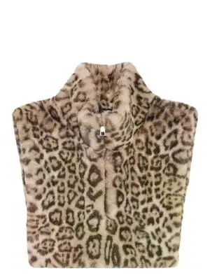 Apparis Jamie Zip-up Cape With Leopard Print - Neutrals