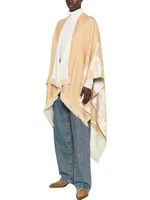 Burberry Equestrian Knight Fringed Cape - Neutrals