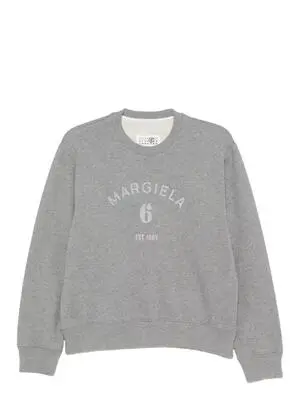 MAISON MARGIELA MM6 Maison Margiela Grey Logo Print Crew Neck Sweater Grey