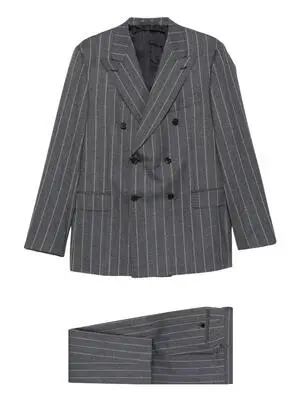 Caruso Pinstriped Double-breasted Suit - Grey