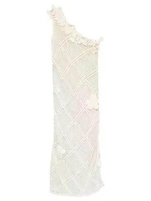 JW Anderson Floral-crochet One-shoulder Midi Dress - Neutrals