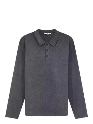 HEVO Button-fastening Long-sleeve Polo - Grey