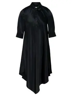 CLUB21 Asymmetric Satin Midi Dress - Black