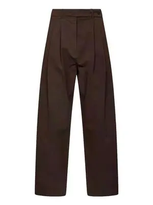 Co Name' Pleated Wide-leg Trousers - Brown